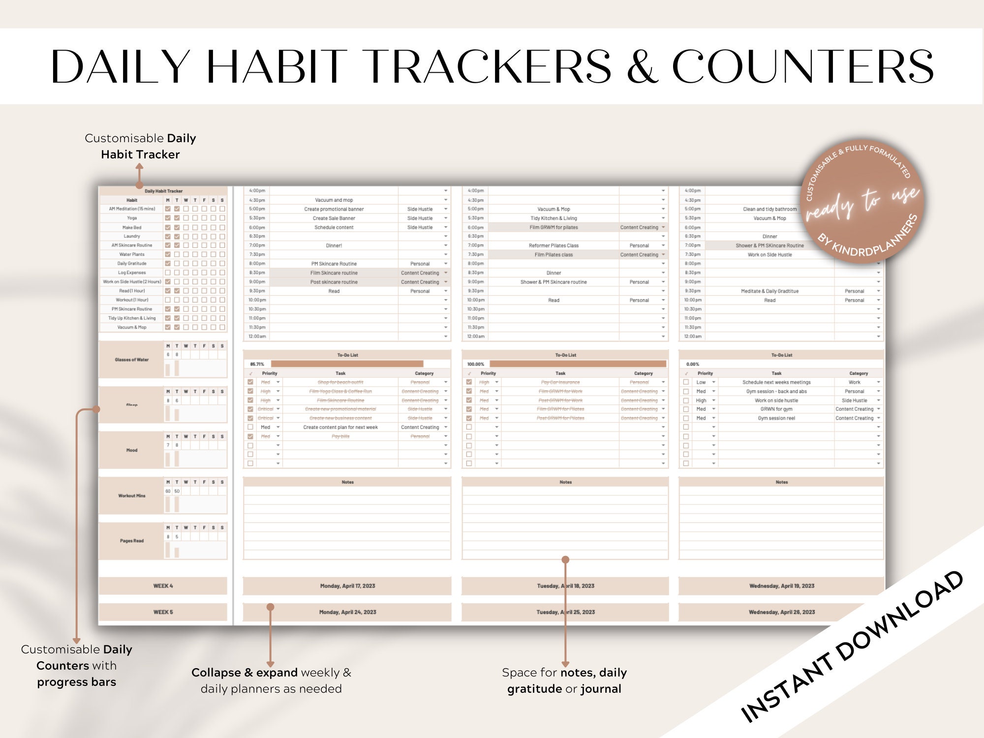 Ultimate Digital Daily Planner for Google Sheets, Productivity ...