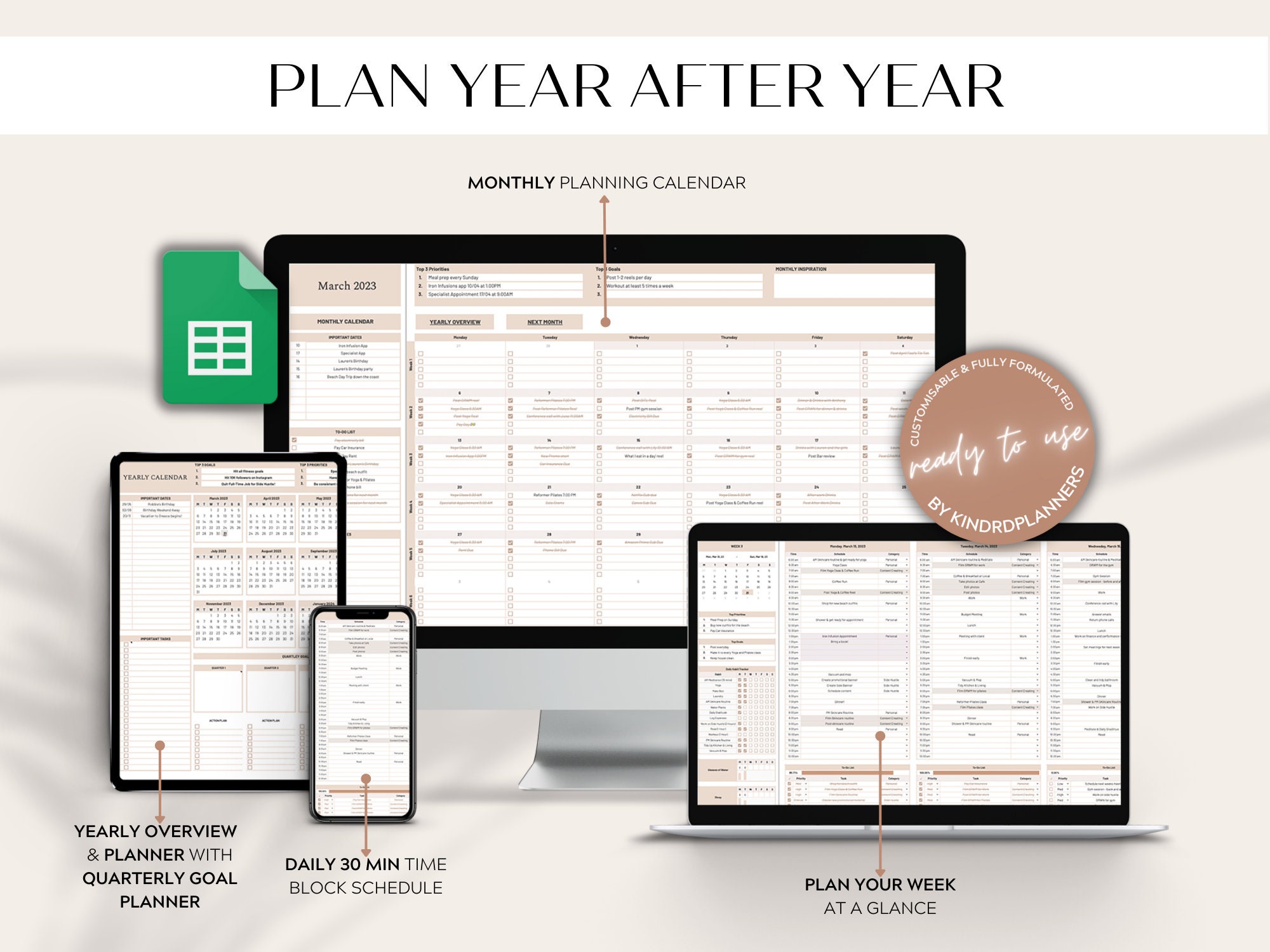 Ultimate Digital Daily Planner for Google Sheets, Productivity ...