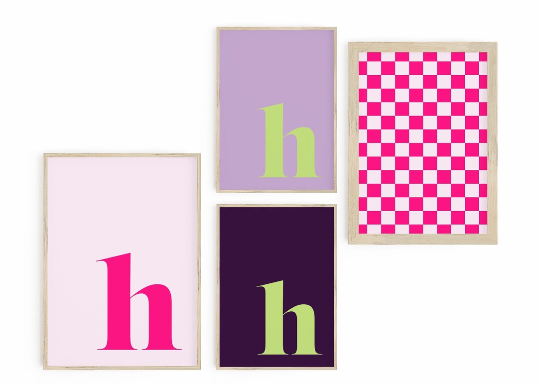 Letter H Pink, Red, Cool Color Full Wall Art, Print, Poster, Digital ...