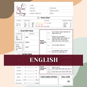 Wine Tasting Notes PDF Printable Guide / Template for Wine Reviews and ...
