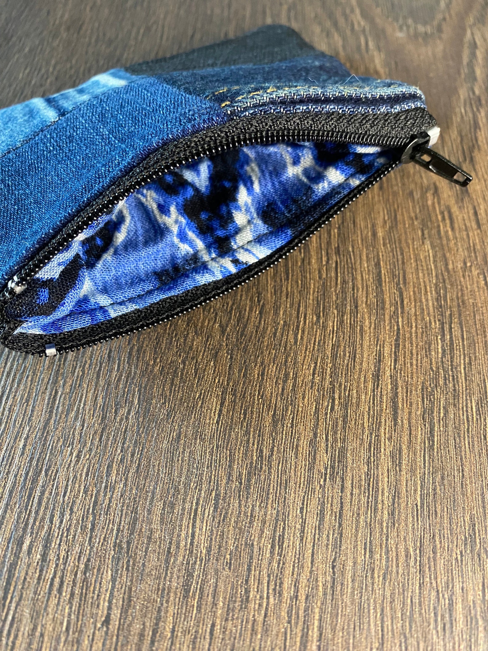 Recycled Patchwork Denim Coin Purse / Wallet Eco Friendly Zip up Purse ...