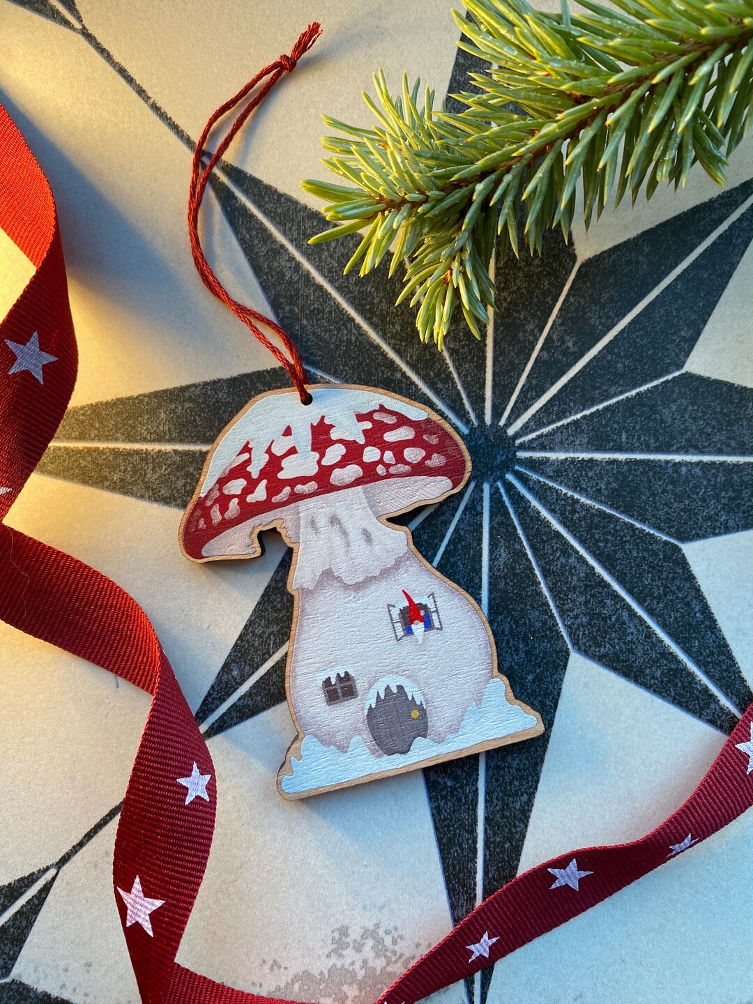 Mushroom House Christmas Bauble / Hanging Decoration Gnome House, Elf ...