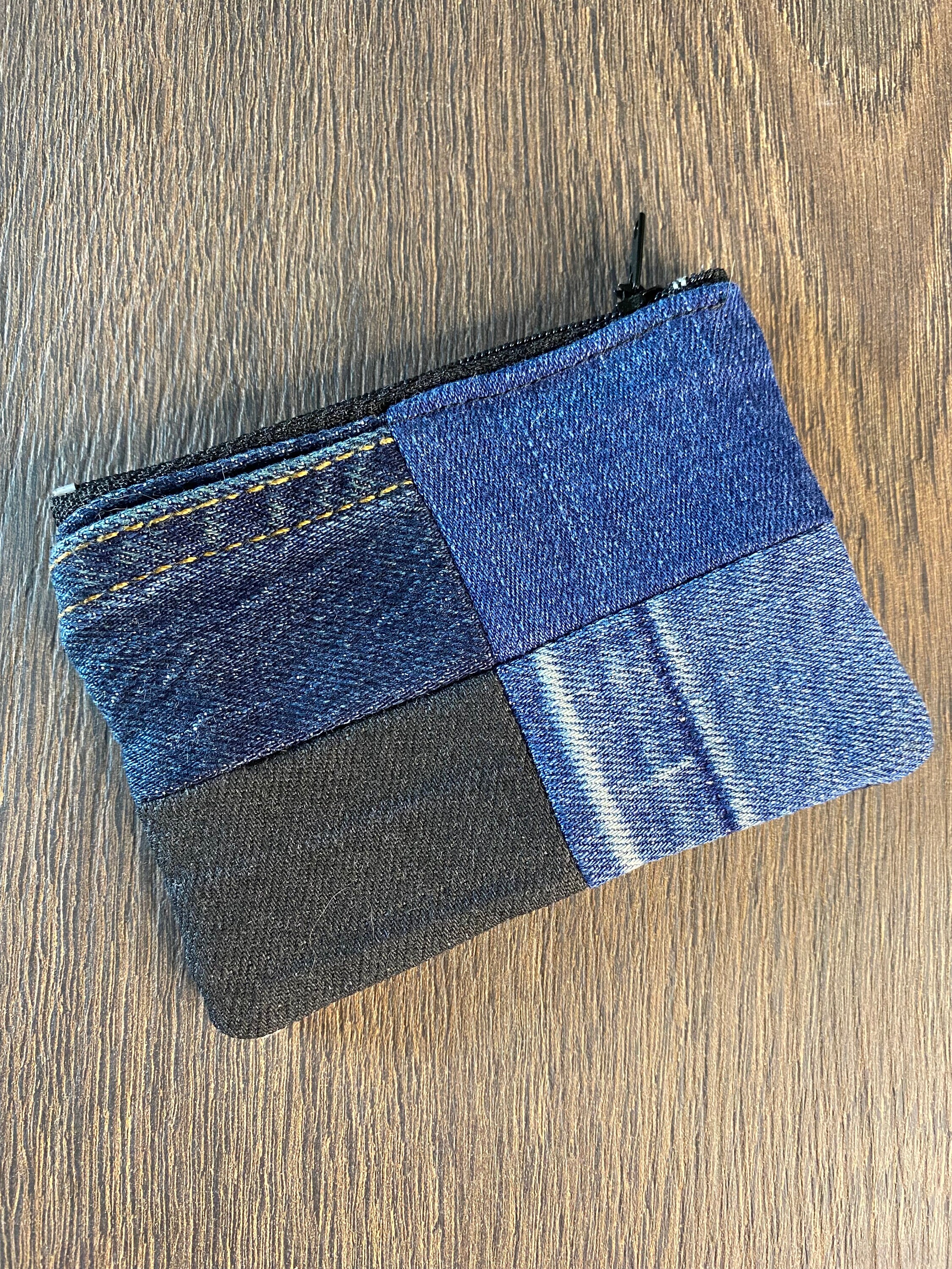Recycled Patchwork Denim Coin Purse / Wallet Eco Friendly Zip up Purse ...