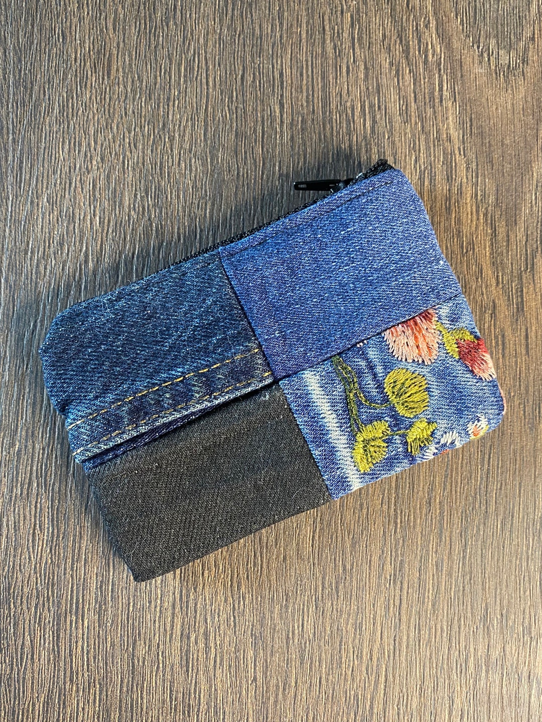Recycled Patchwork Denim Coin Purse / Wallet Eco Friendly Zip up Purse ...