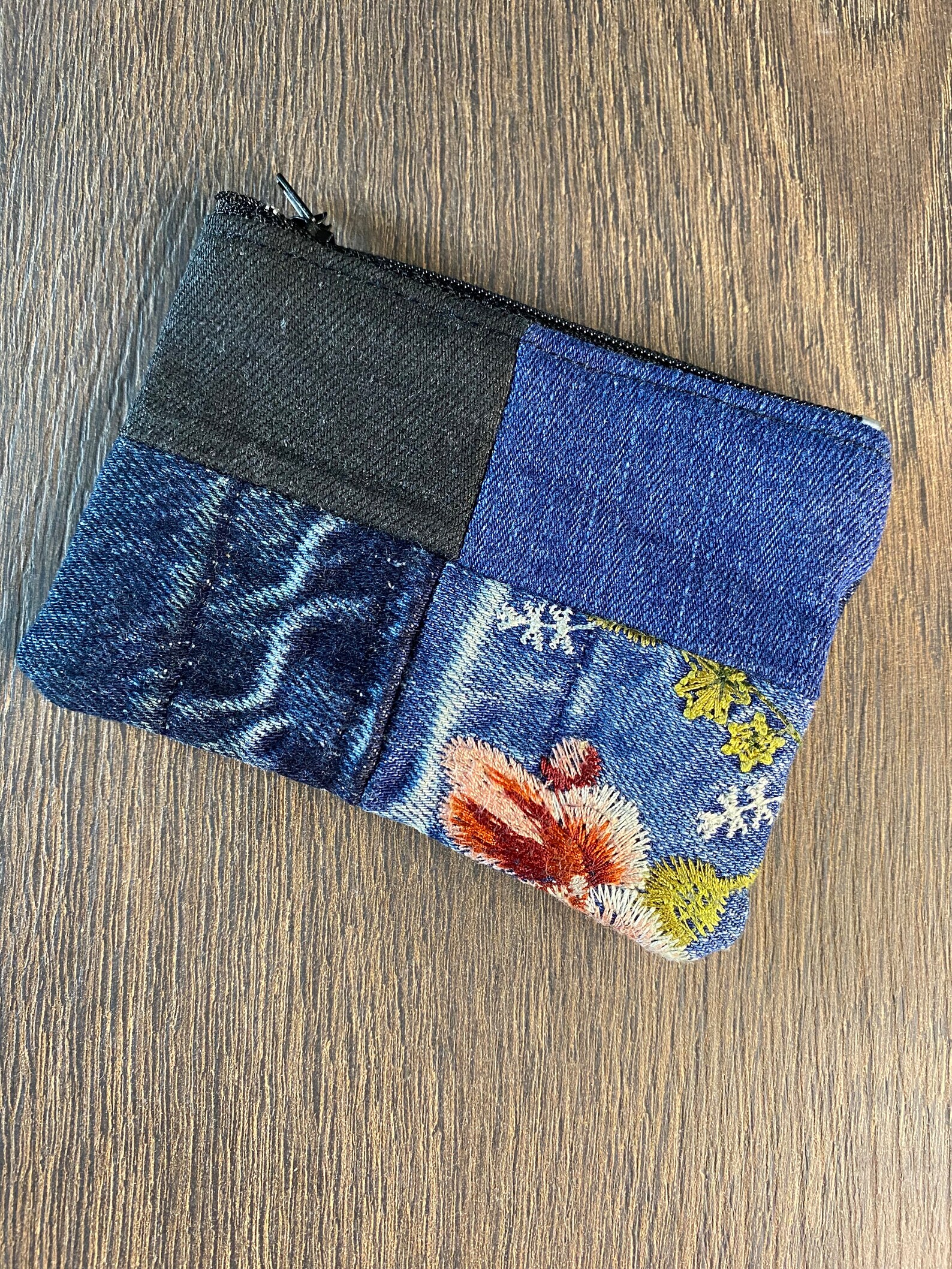 Recycled Patchwork Denim Coin Purse / Wallet Eco Friendly Zip up Purse ...