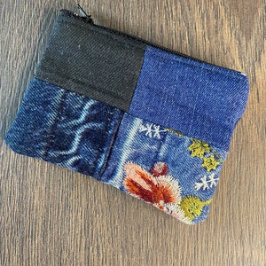 Recycled Patchwork Denim Coin Purse / Wallet Eco Friendly Zip up Purse ...