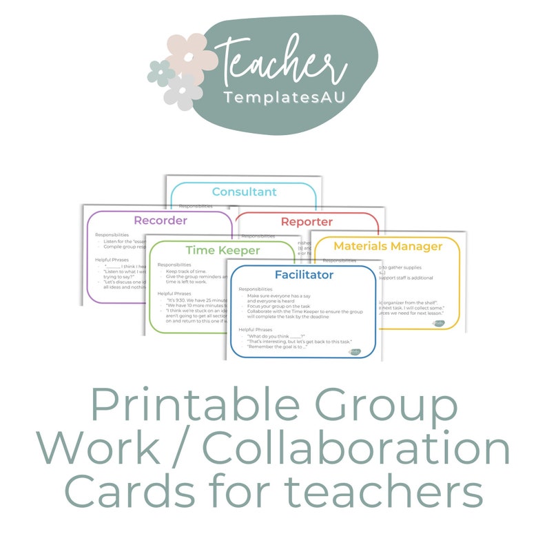 Group Work Roles & Responsibilities | Explicit Collaboration Cards for ...