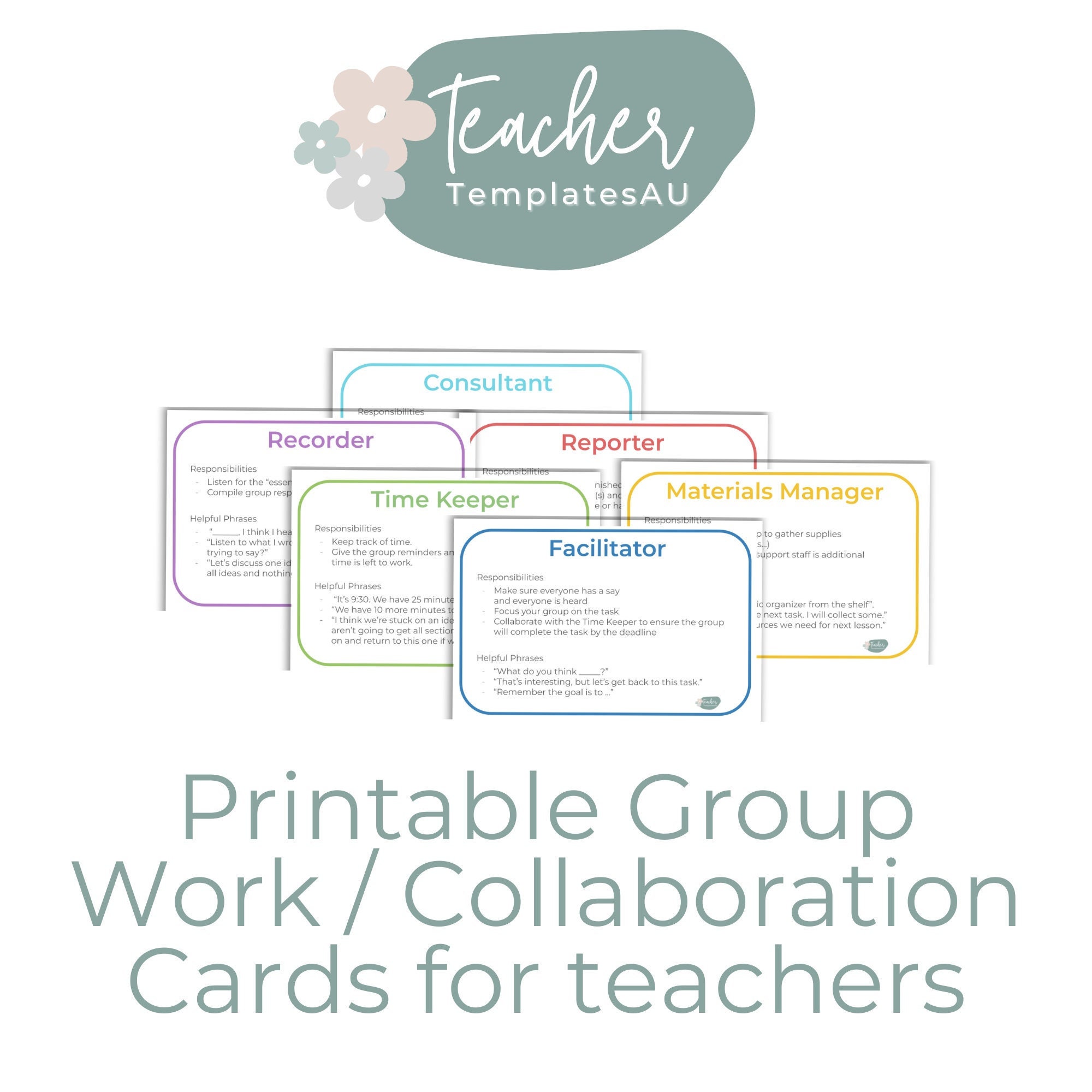 Group Work Roles & Responsibilities | Explicit Collaboration Cards for ...