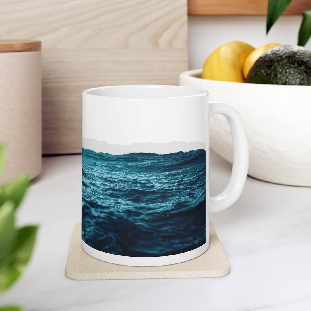 Coastal Ocean Wave Ceramic Coffee Mug Tropical Escape Coffee Cup ...