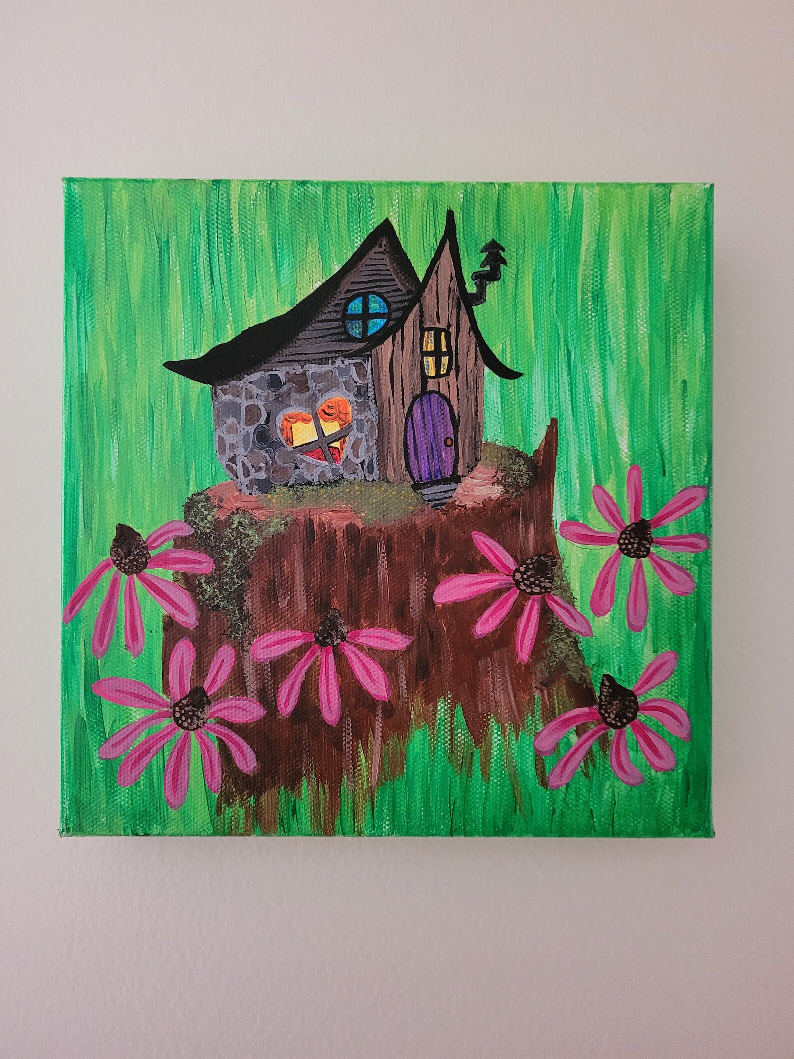 Original Acrylic, "whimsical Willow Stump" - Etsy