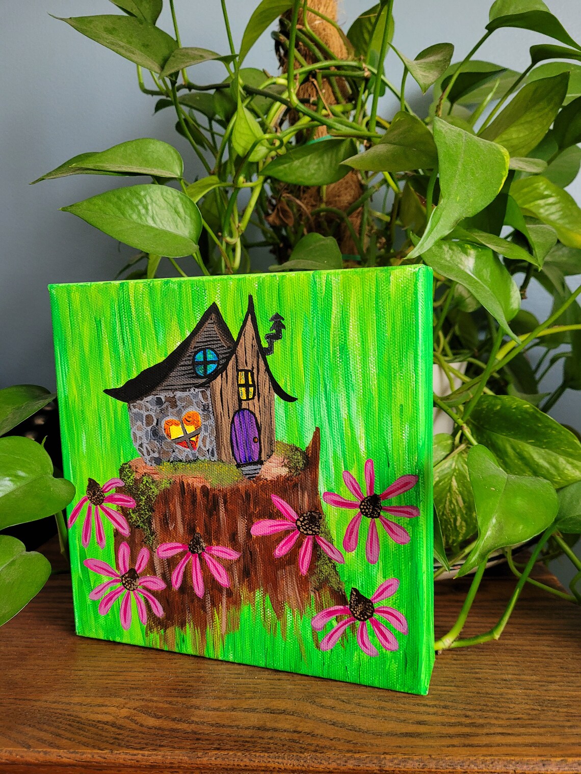 Original Acrylic, "whimsical Willow Stump" - Etsy
