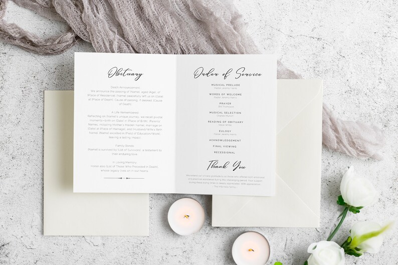 Celebration of Life Template, Funeral Program, Editable Double-sided ...