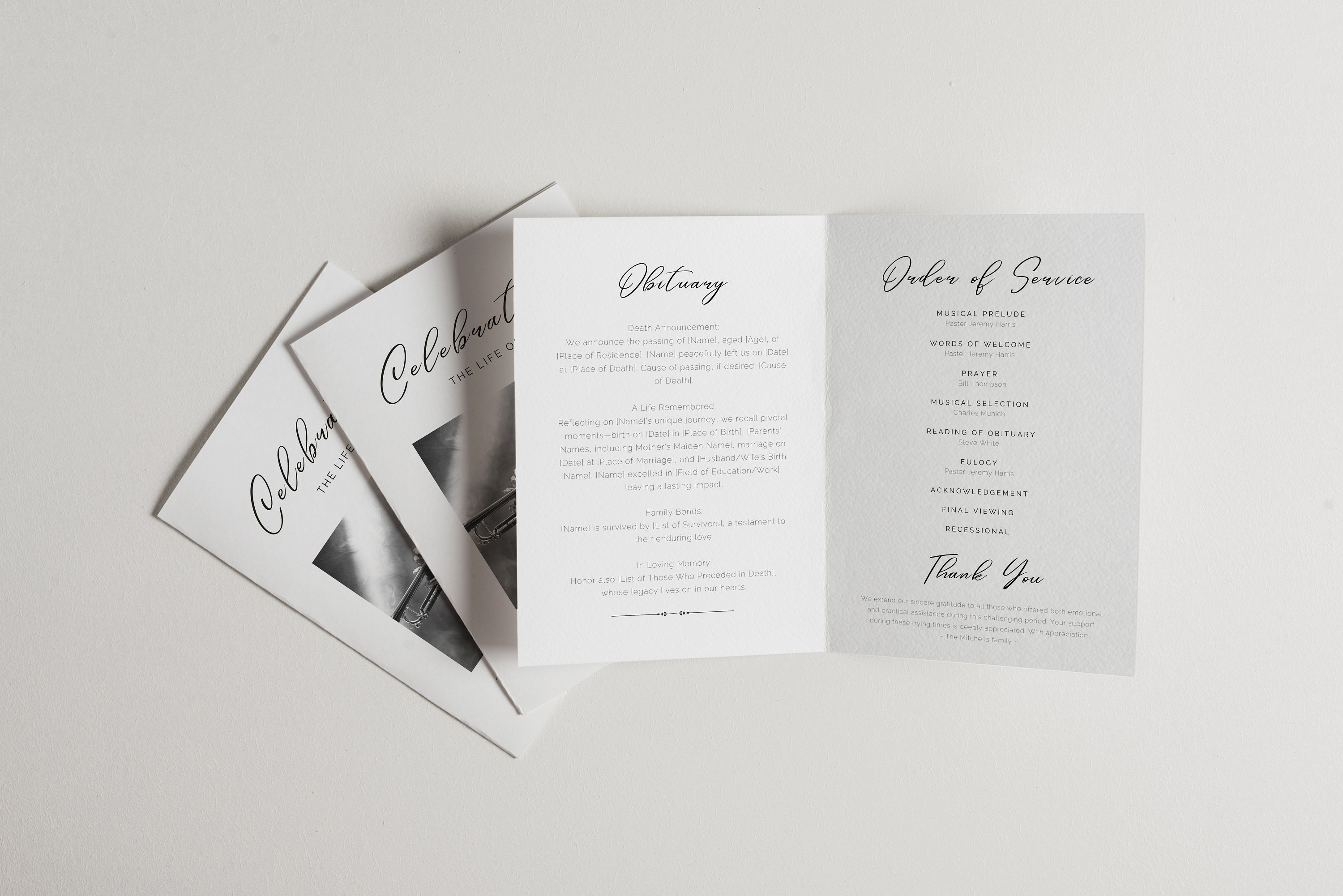 In Loving Memory Template, Funeral Program, Editable Double-sided ...