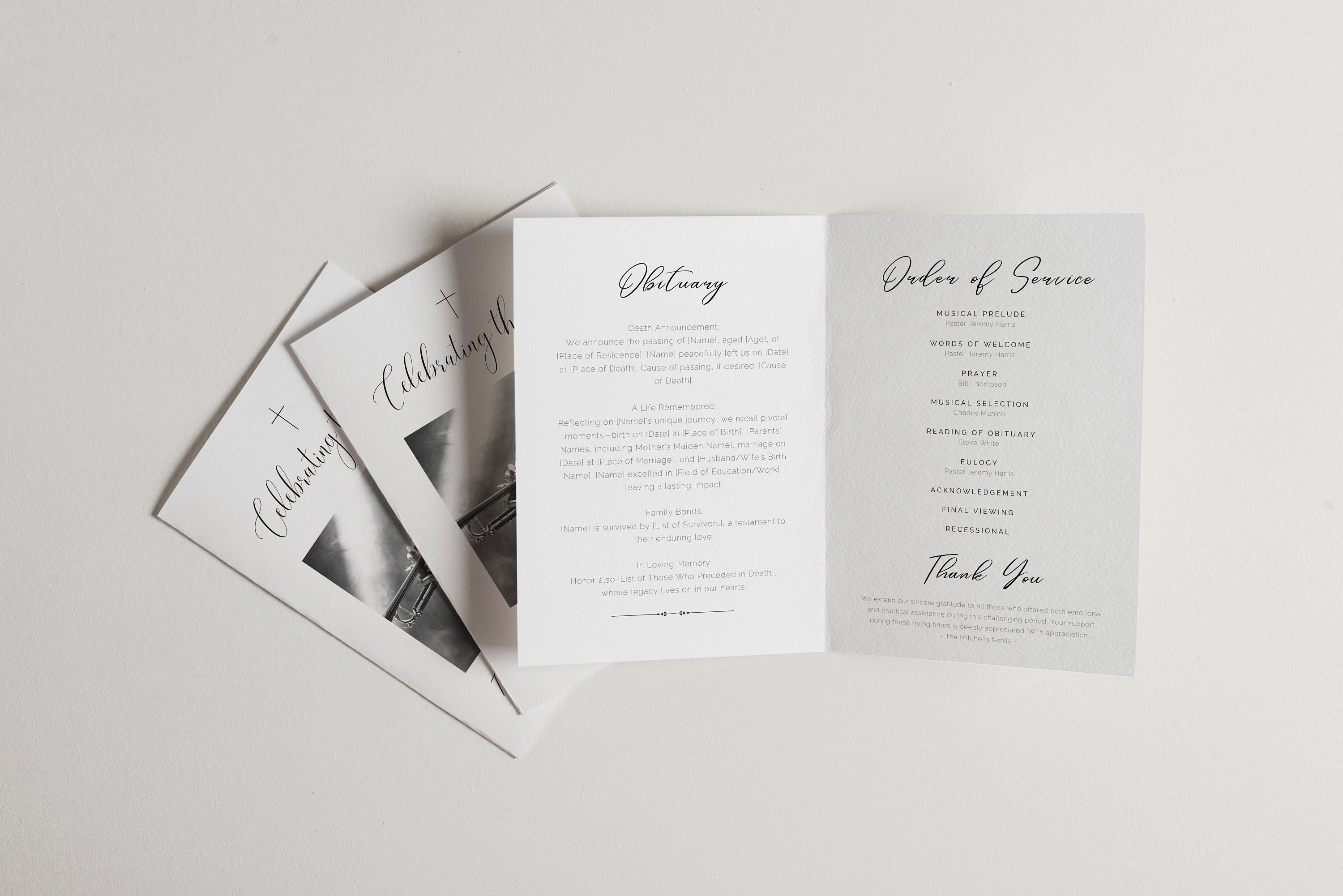 Celebration of Life Template, Funeral Program, Editable Double-sided ...