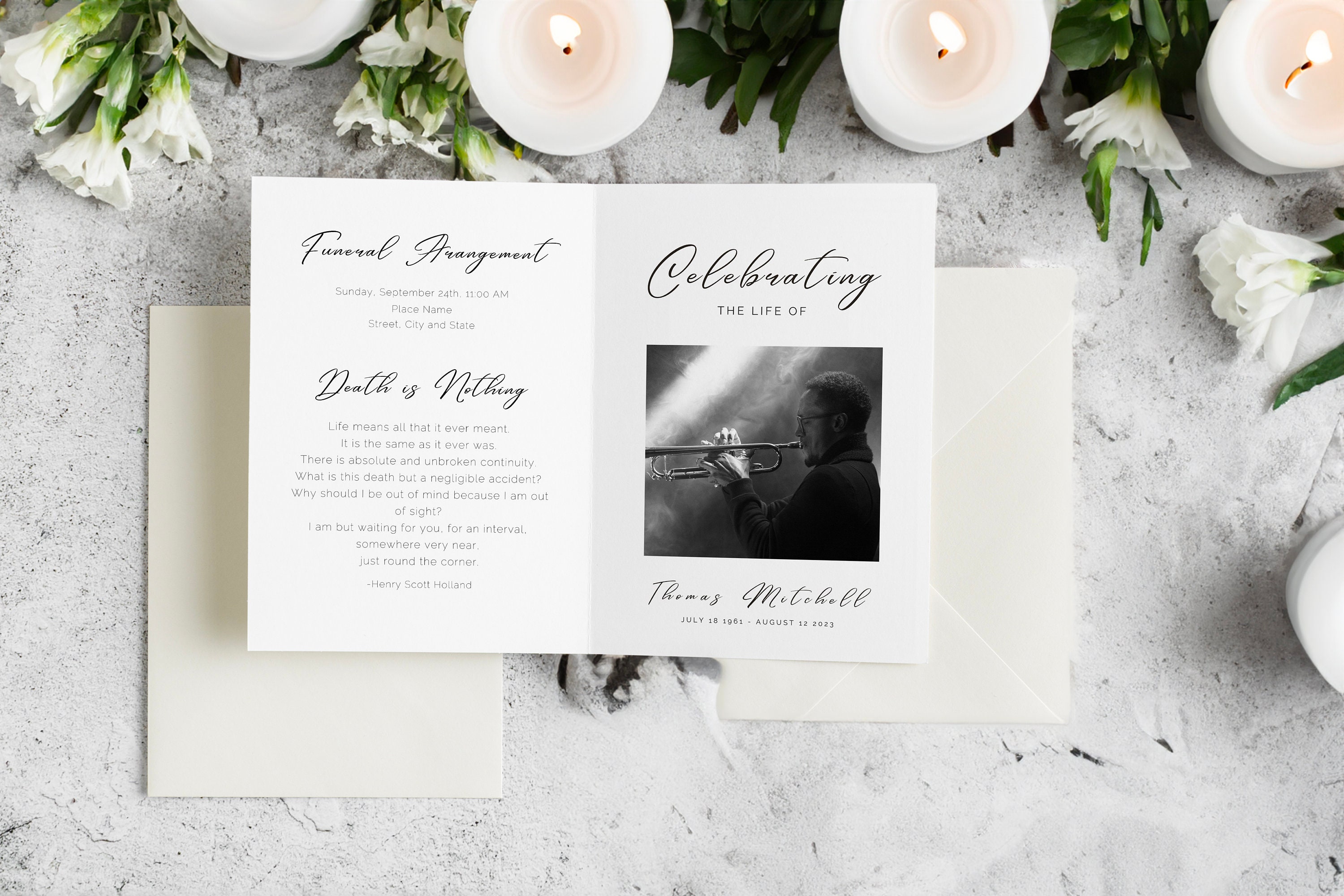 In Loving Memory Template, Funeral Program, Editable Double-sided ...