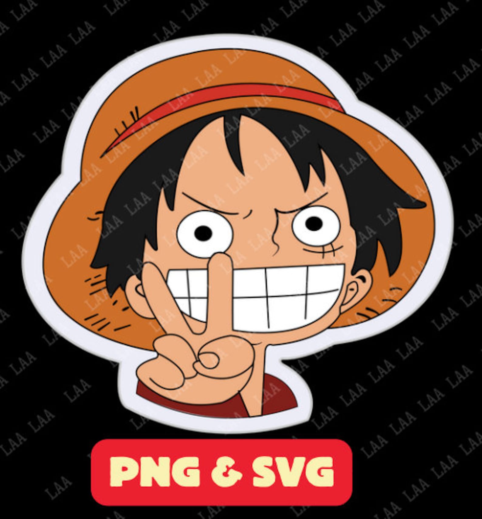 Luffy's Signature Peace Sign One Piece Design Ideal for Stickers, Logos ...