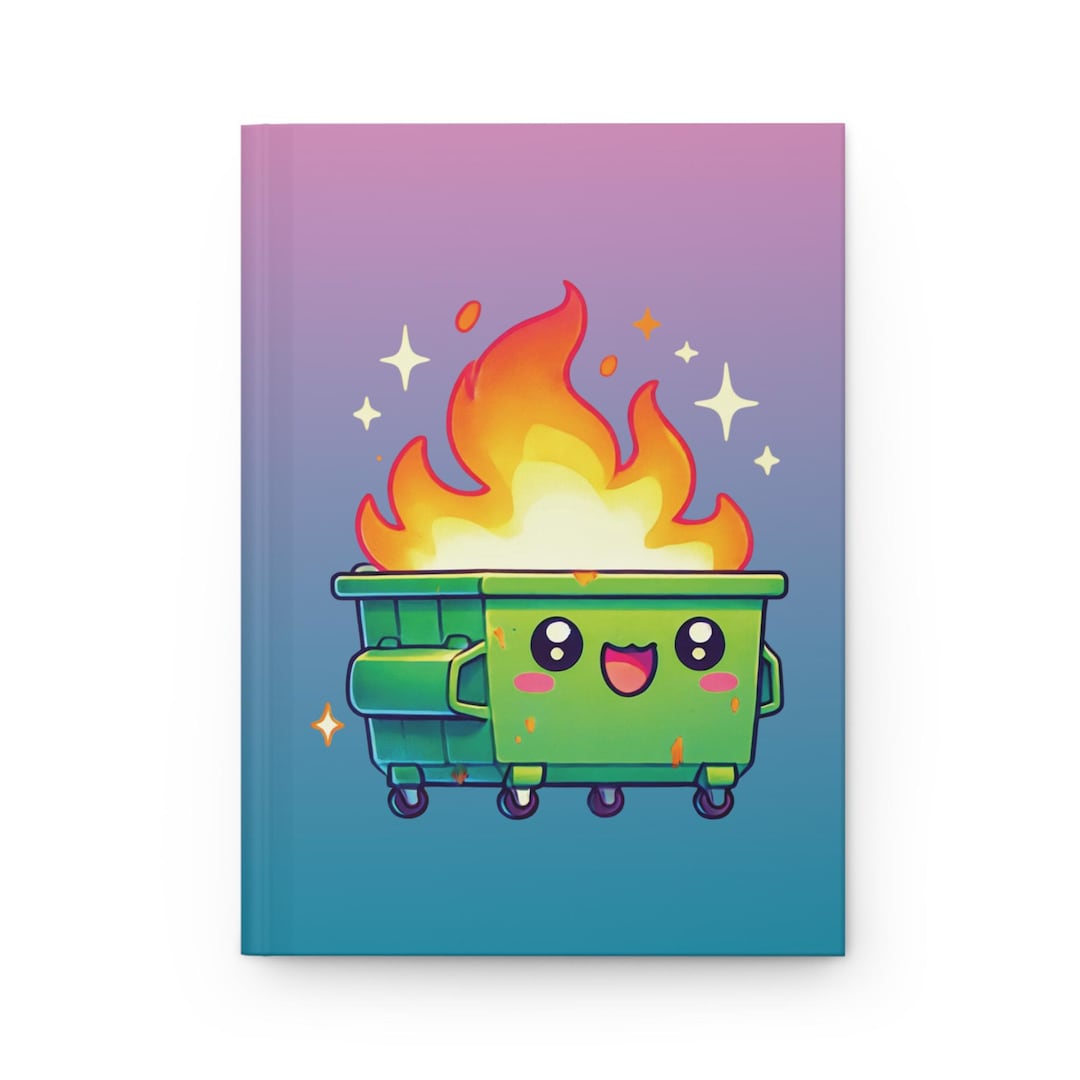 Kawaii Dumpster Fire Notebook | Hardcover Journal | Hardback | Funny ...