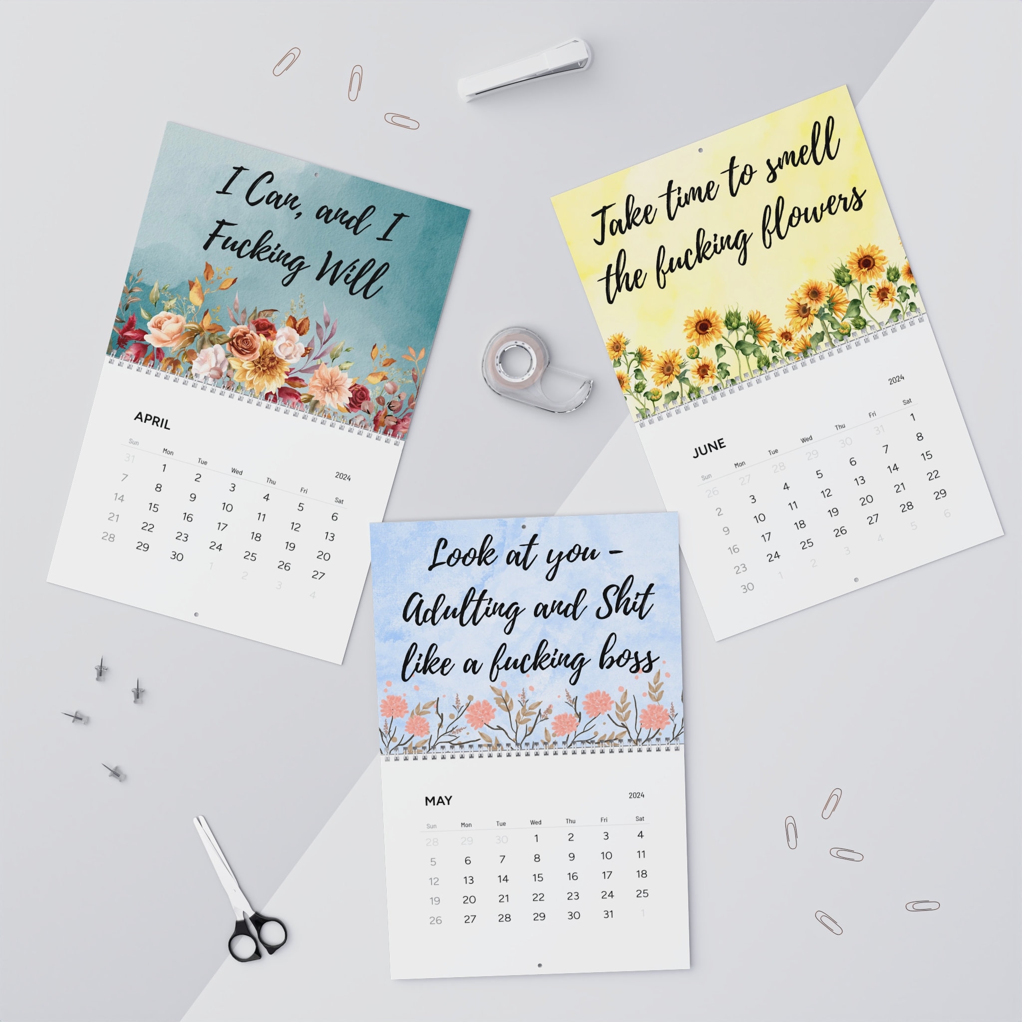 2024 Sweary Affirmations and Motivation Monthly Calendar, 2024 Wall ...