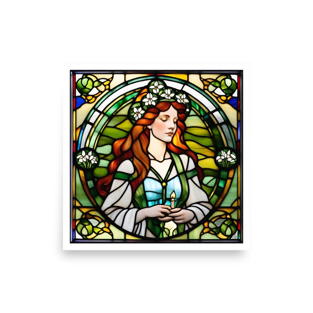 Saint Brigid Poster St Brigid Celtic Stained Glass Art 10x10 Print ...