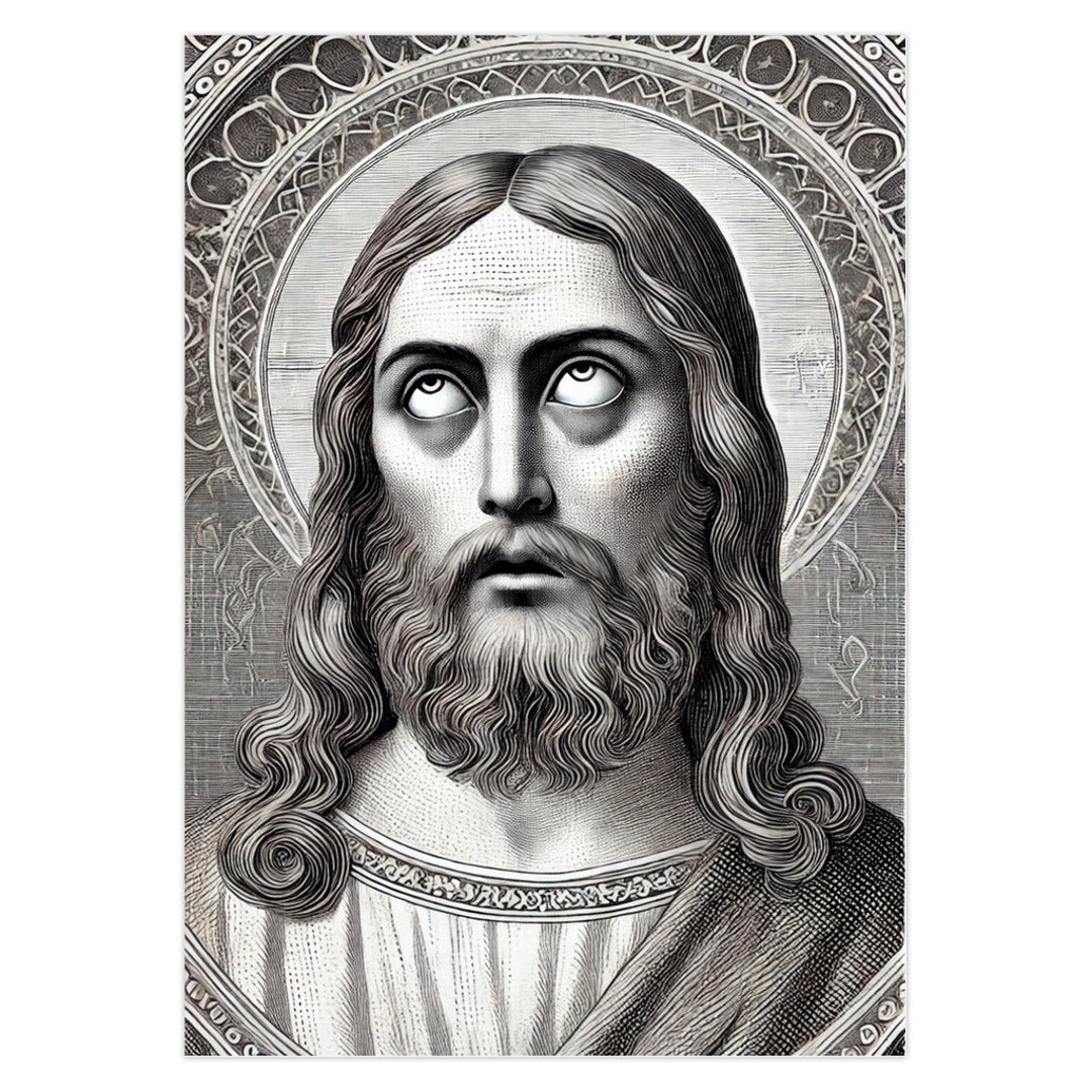 Annoyed Jesus Christ Greeting Card Dark Humor Overwhelmed Notecard Eye ...