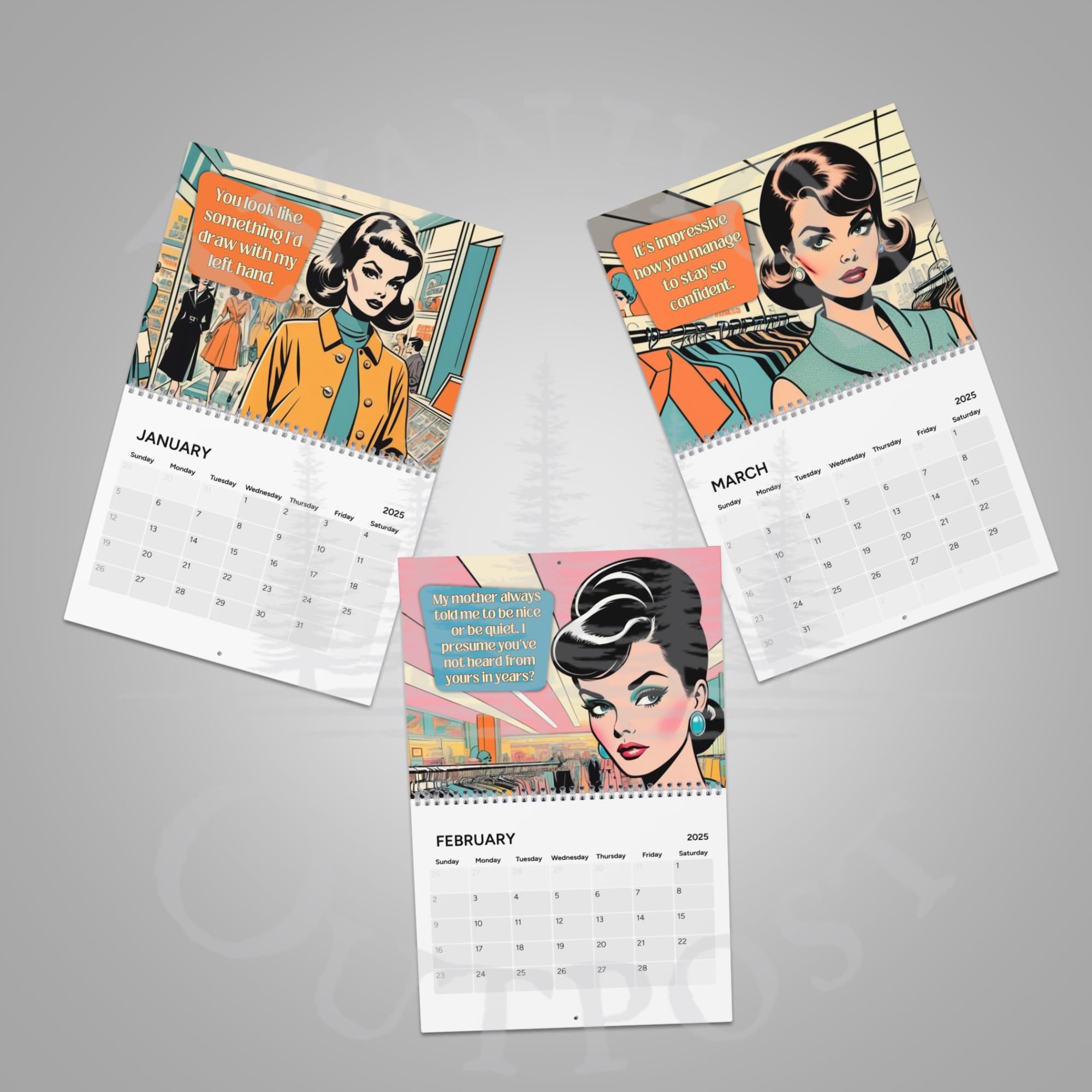 2025 Retro Sarcasm Calendar | 1960s Midcentury Style | Demotivational ...