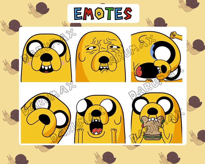 Emotes Pack JAKE Adventure Time for Twitch/discord/youtube - Etsy