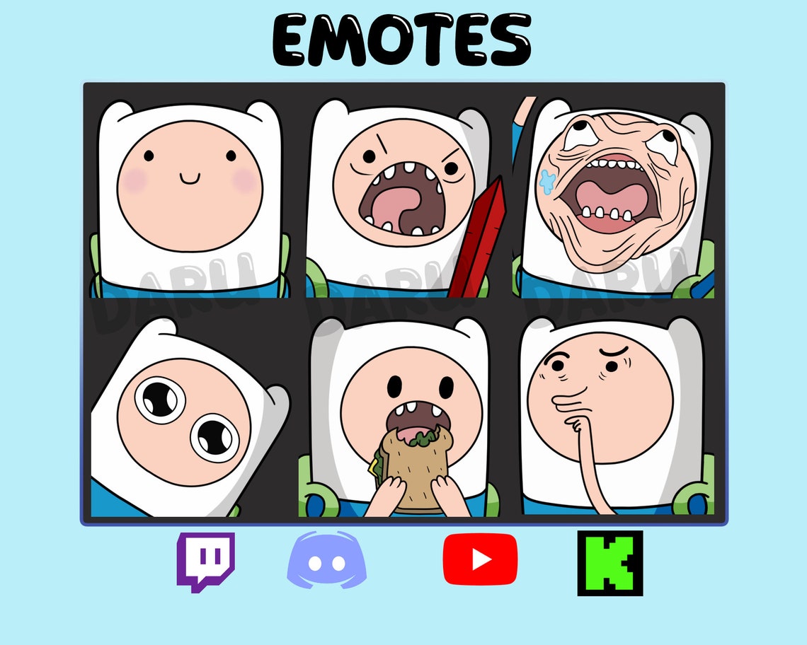 Emotes Pack FINN Adventure Time for Twitch/discord/youtube - Etsy