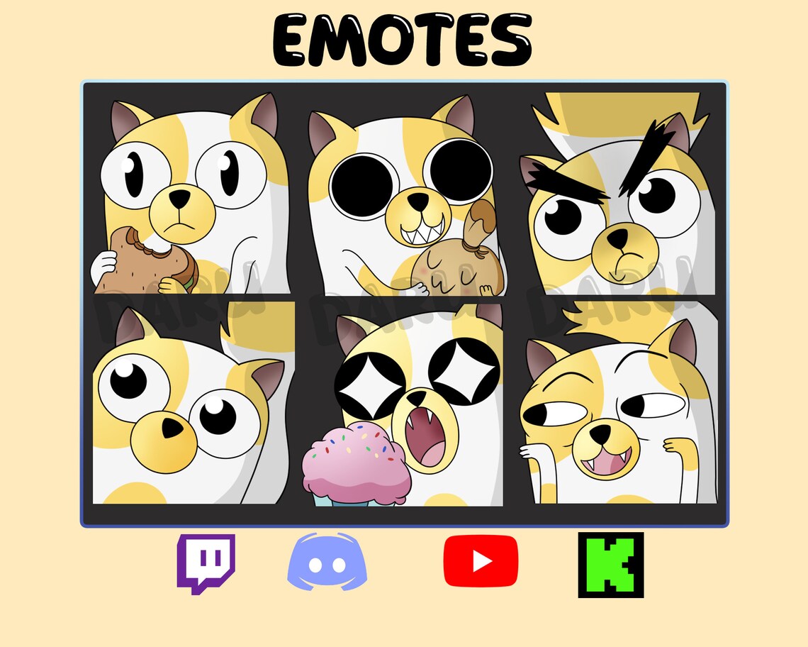 Emotes Pack CAKE Adventure Time for Twitch/discord/youtube/kick - Etsy
