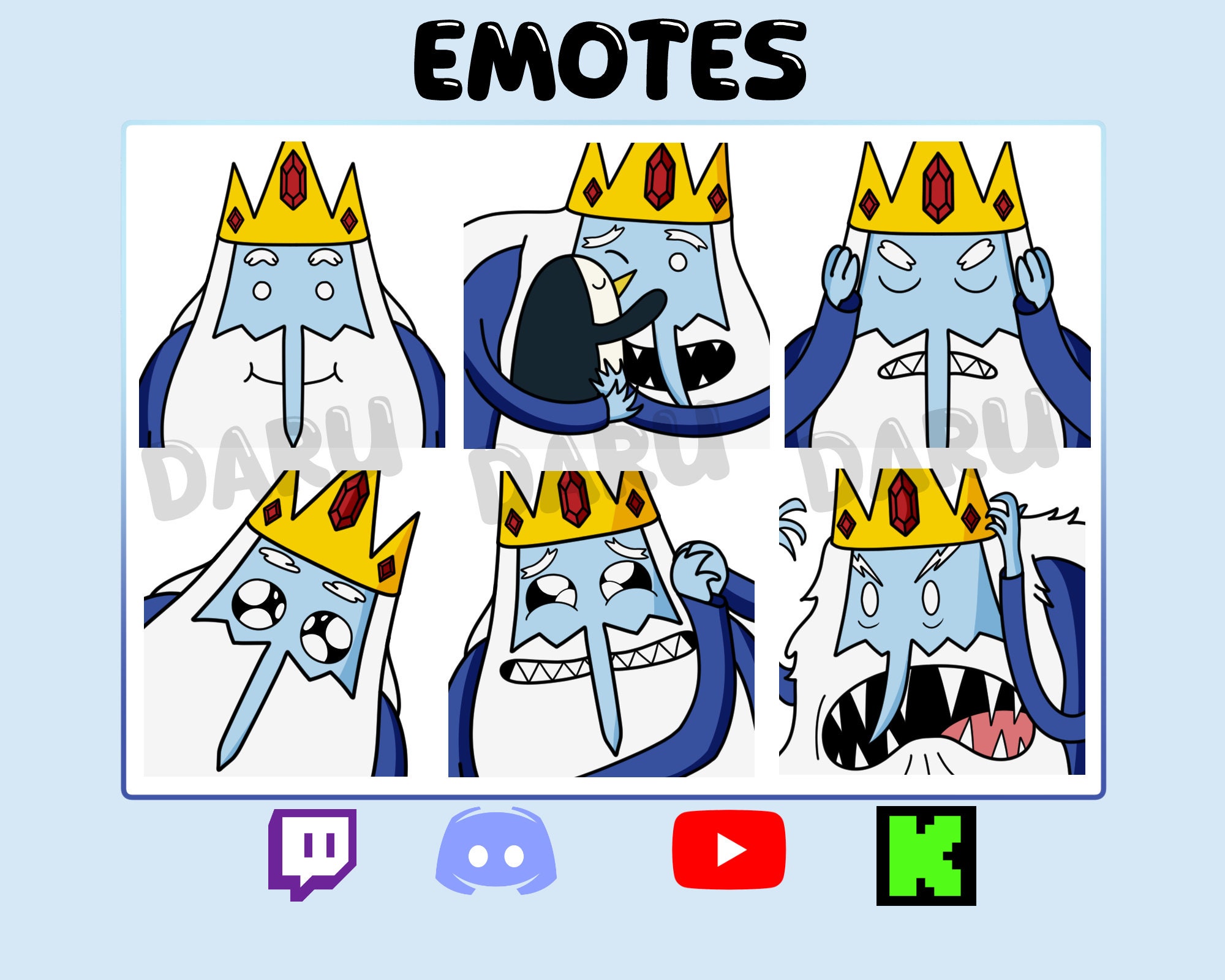 Emotes Pack ICE KING Adventure Time for Twitch/discord/youtube - Etsy