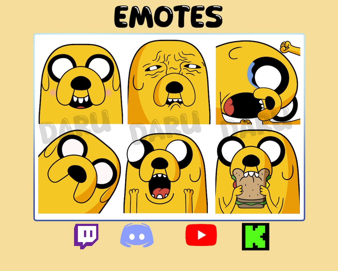 Emotes Pack JAKE Adventure Time for Twitch/discord/youtube - Etsy