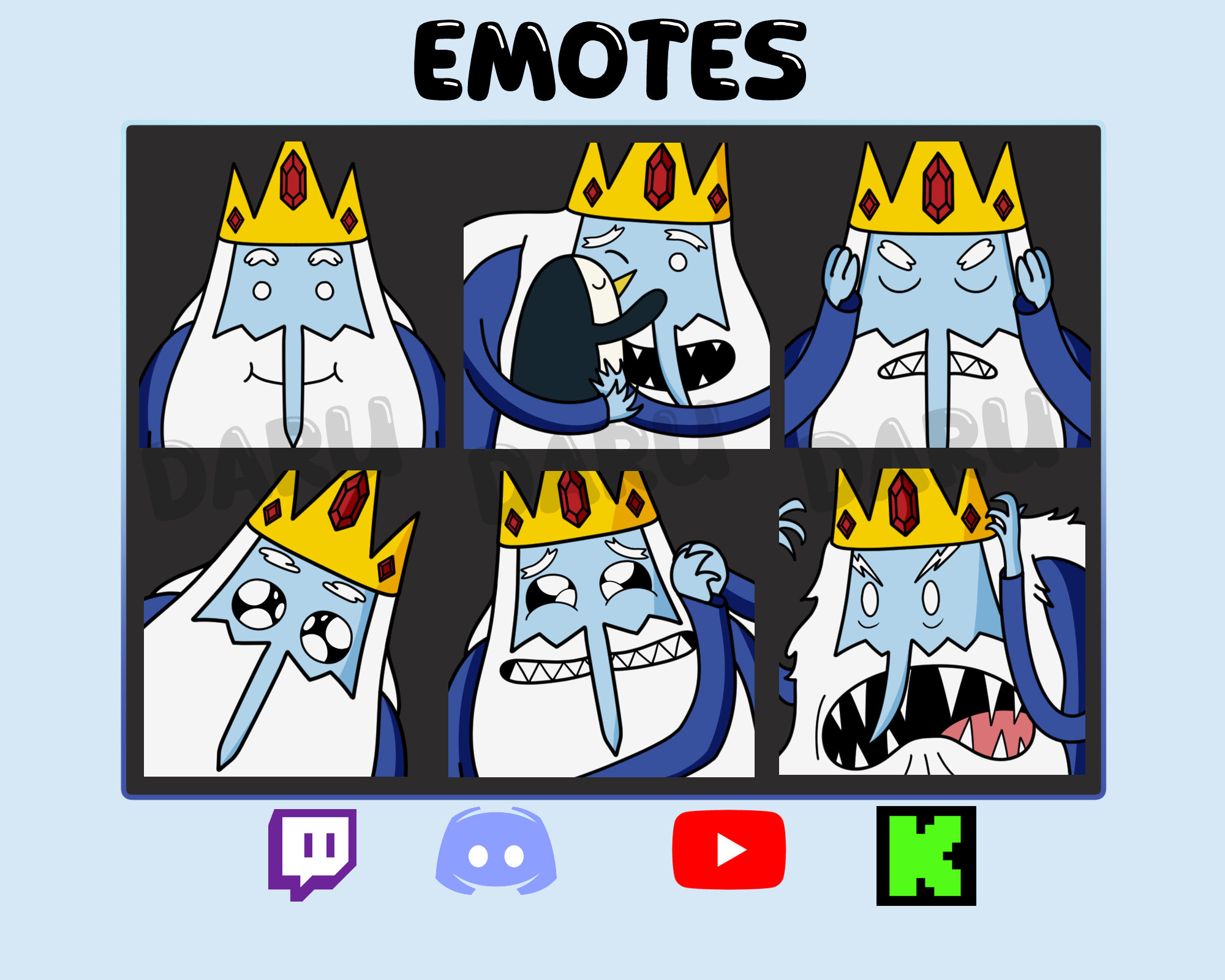 Emotes Pack ICE KING Adventure Time for Twitch/discord/youtube - Etsy