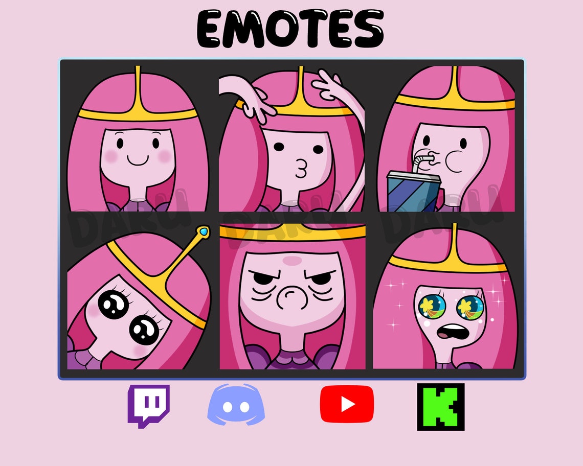 Emotes Pack PRINCESS BUBBLE GUM Adventure Time for Twitch/discord ...