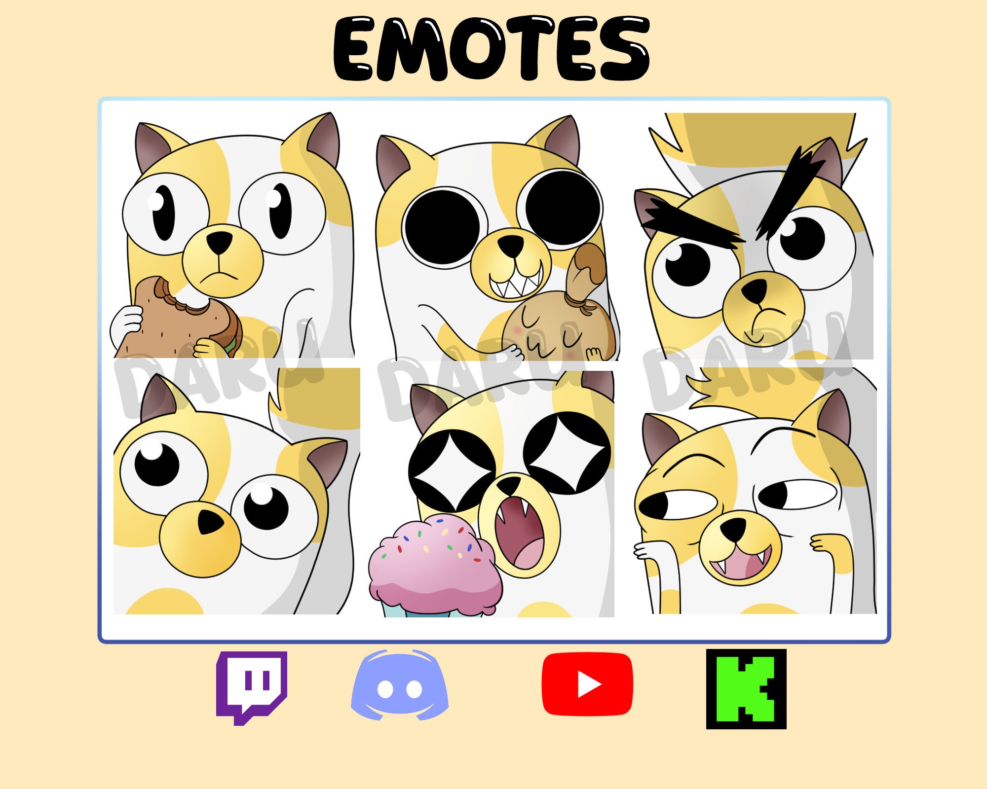 Emotes Pack CAKE Adventure Time for Twitch/discord/youtube/kick - Etsy