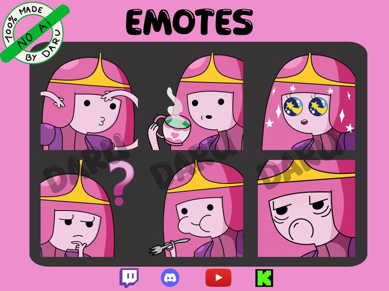 Animated Emotes Pack PRINCESS BUBBLE GUM Adventure Time for Twitch ...