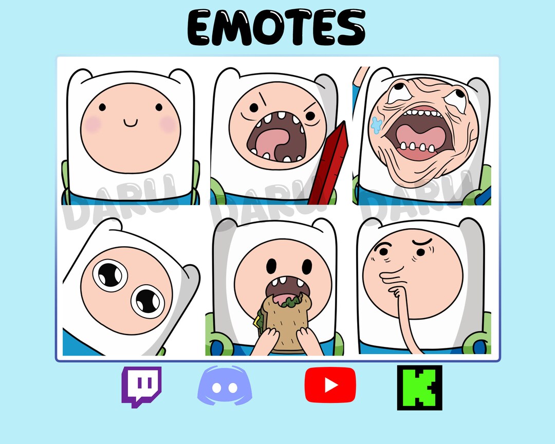 Emotes Pack FINN Adventure Time for Twitch/discord/youtube - Etsy