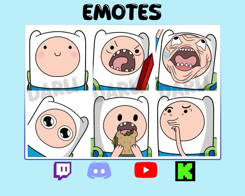 Emotes Pack FINN Adventure Time for Twitch/discord/youtube - Etsy