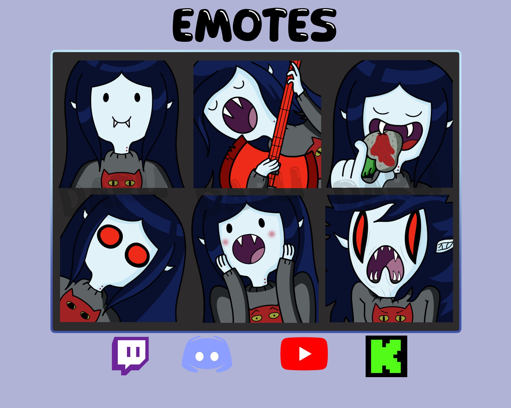 Emotes Pack MARCELINE Adventure Time for Twitch/discord/youtube - Etsy