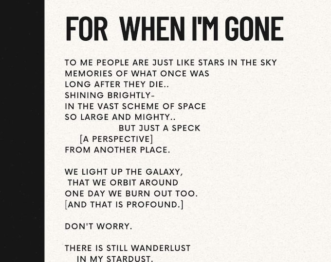 Poem for When I Am Gone Funeral - Etsy