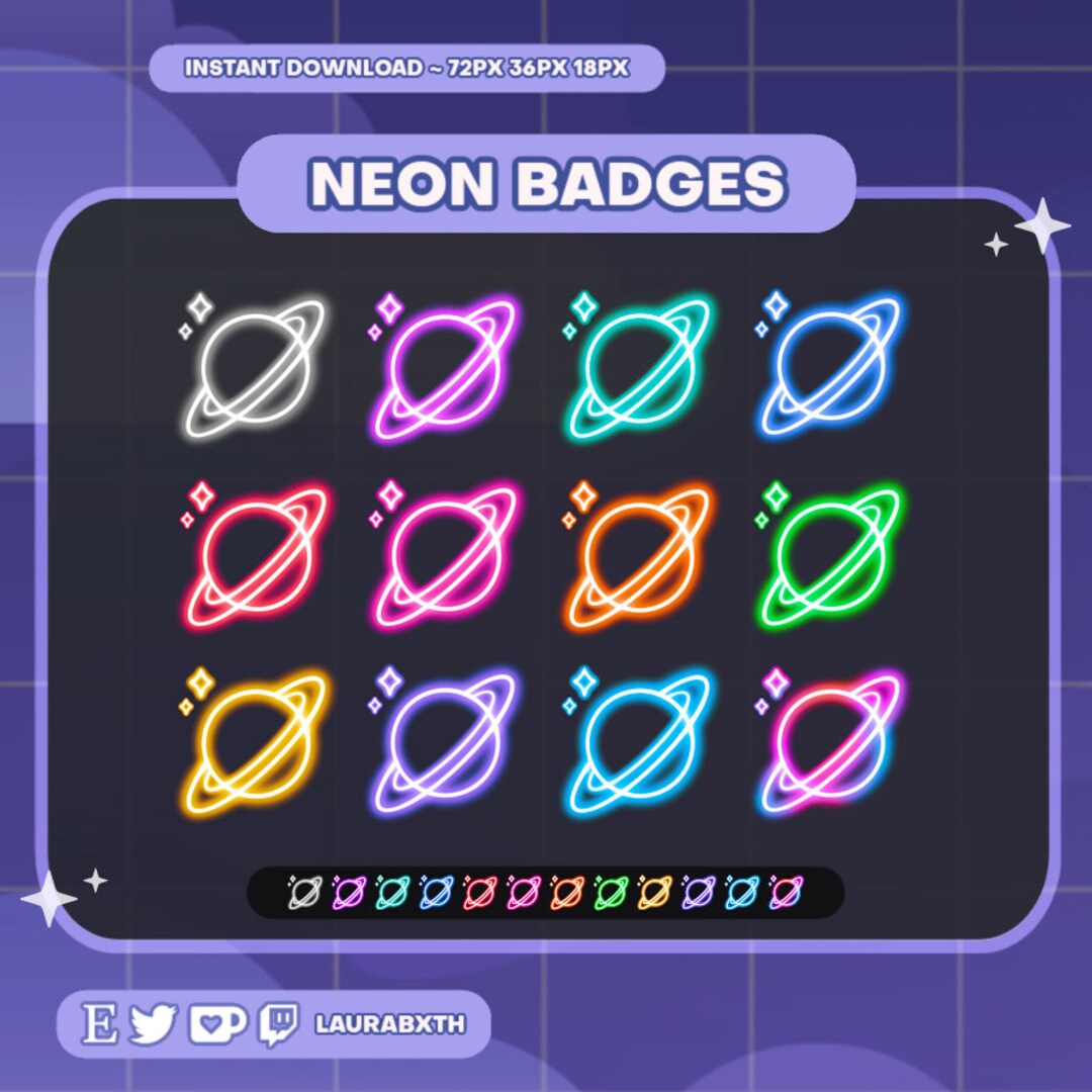 Neon Planet Twitch Badges Bit Badges Sub Badges Glow Gaming Premade - Etsy
