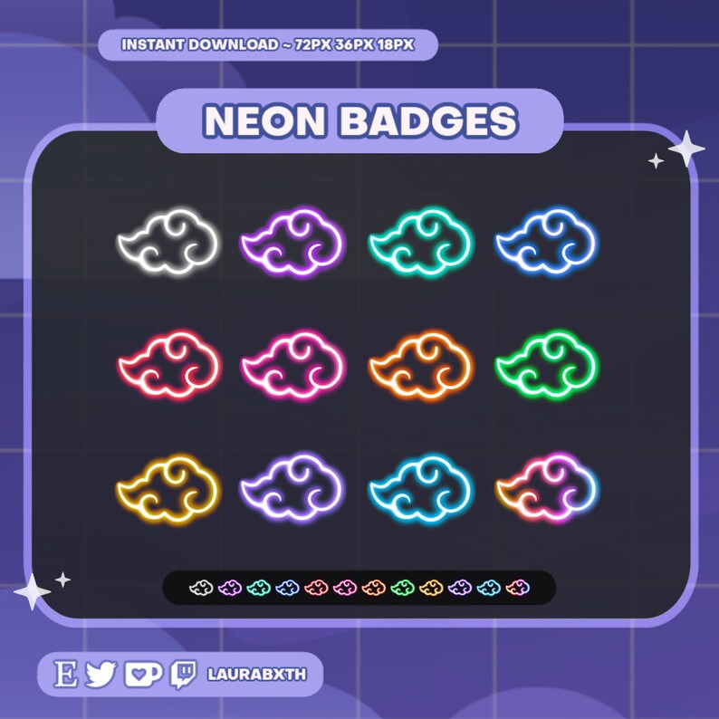 Neon Akatsuki Cloud Twitch Badges Bit Badges Sub Badges Glow Anime ...