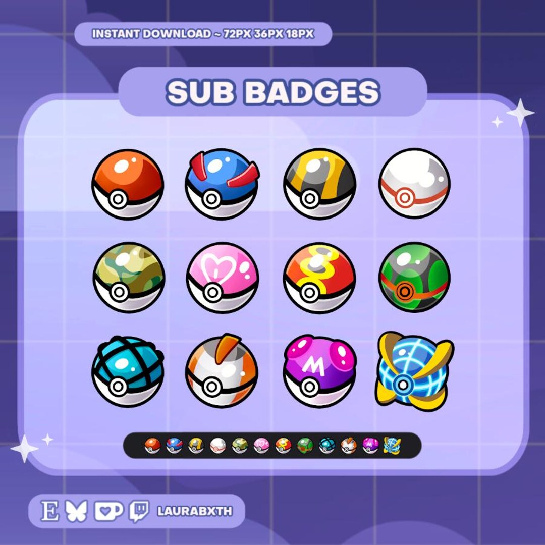 Pokémon Poké Ball Twitch Badges | Sub Badges | Bit Badges | Anime ...