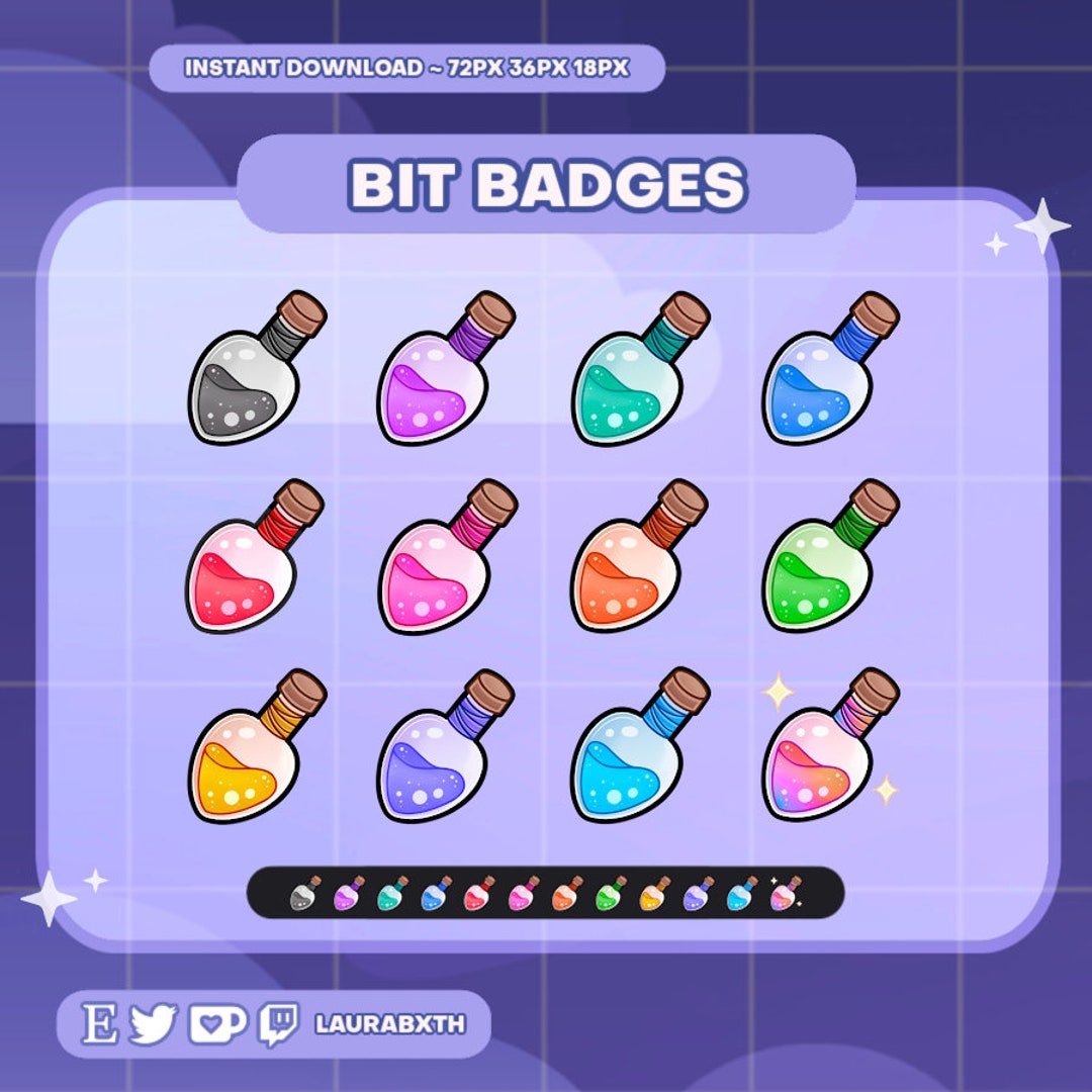 Potion Bottle Twitch Badges Bit Badges Sub Badges Kawaii Cute Premade ...