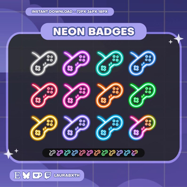 Neon Retro SNES Controller Twitch Badges | Bit Badges | Sub Badges ...