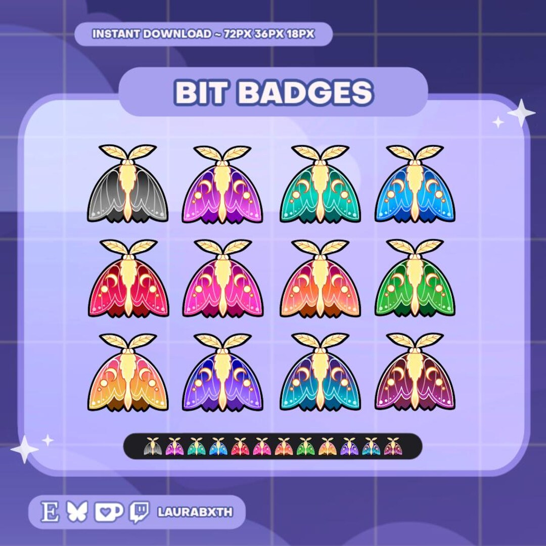 Moon Moth Twitch Badges | Bit Badges | Sub Badges | Witchy | Kawaii ...