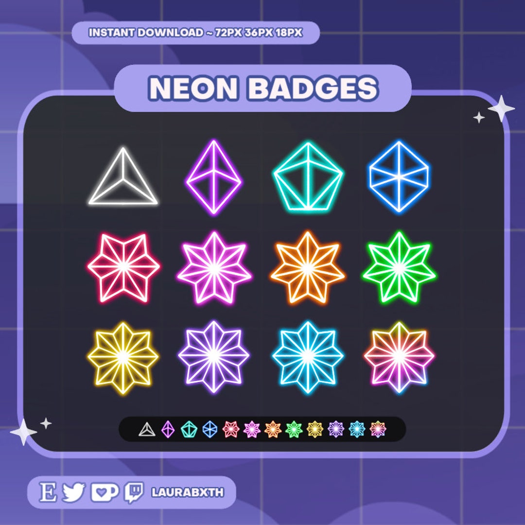 Neon Bit Gem Twitch Badges Bit Badges Sub Badges Glow Gaming Premade - Etsy
