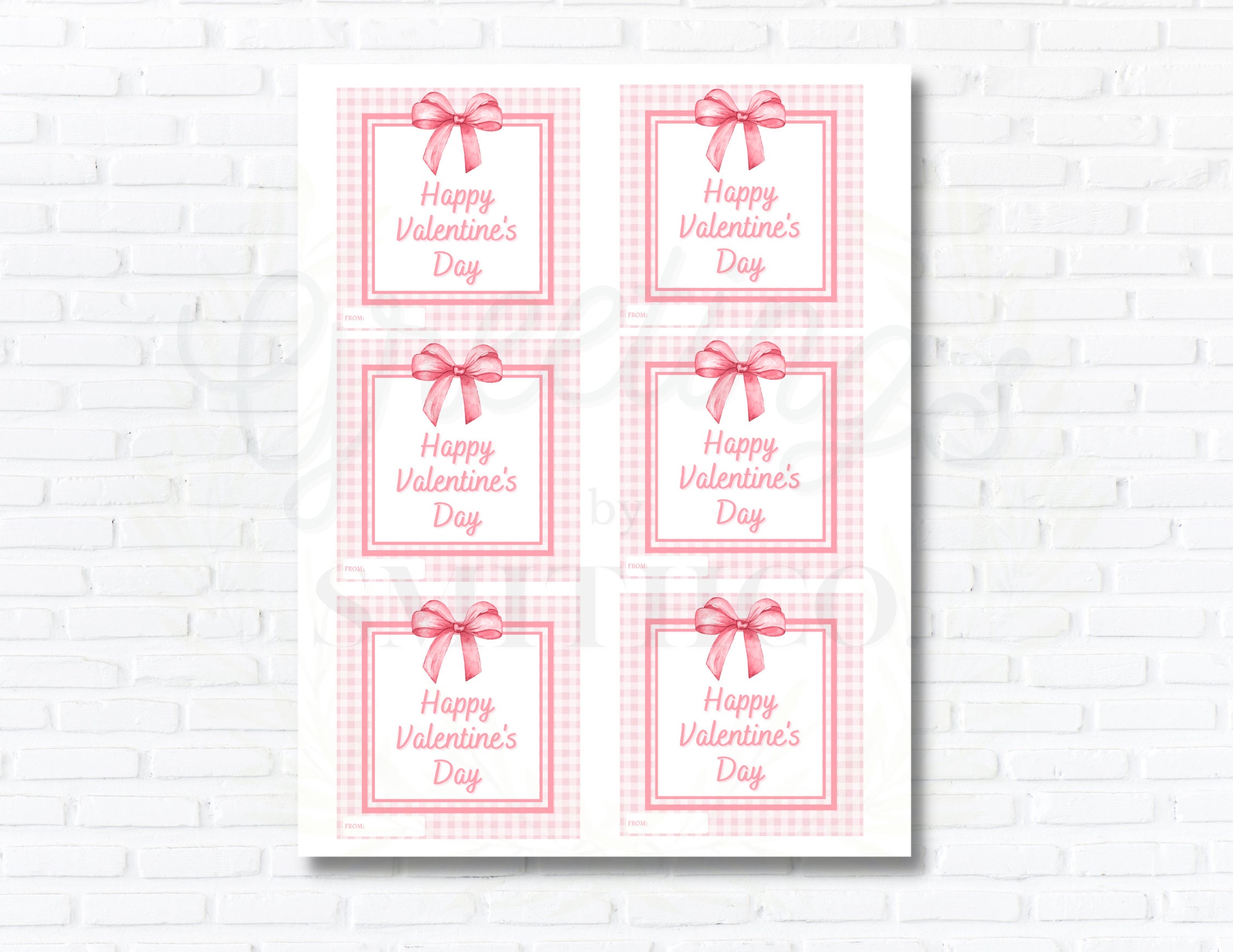 Printable Valentine's Day Card for Kids, Pink Gift Tag, Class Valentine ...