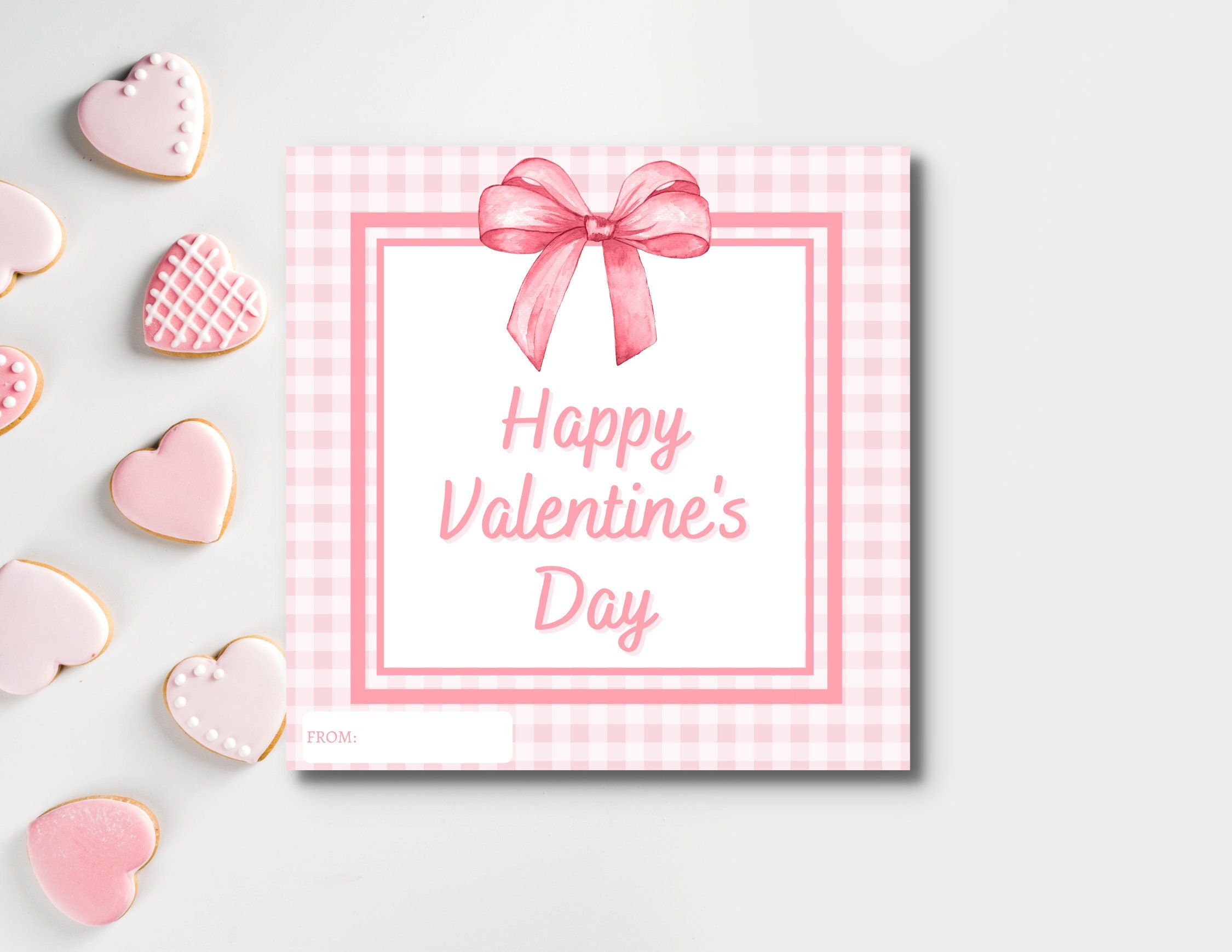 Printable Valentine's Day Card for Kids, Pink Gift Tag, Class Valentine ...