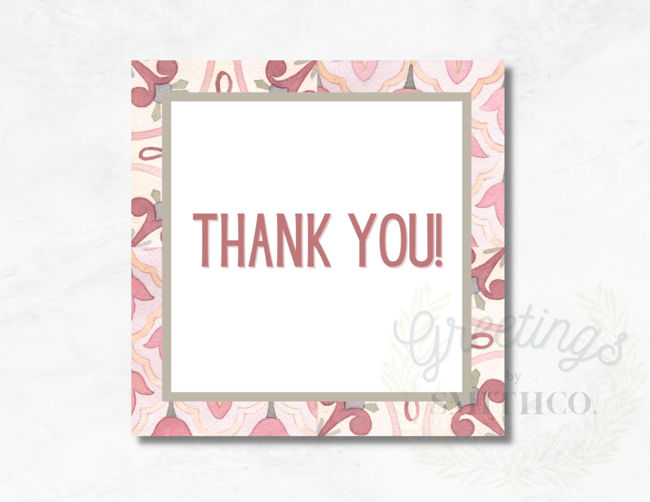 Printable Thank You Note, Printable Gift Tag, Pink Thank You Note ...