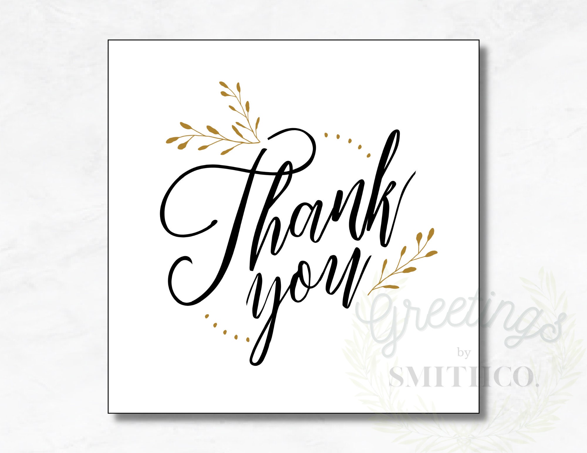 Printable Thank You Note, Simple Gold and Black Gift Tag, Classic Thank ...