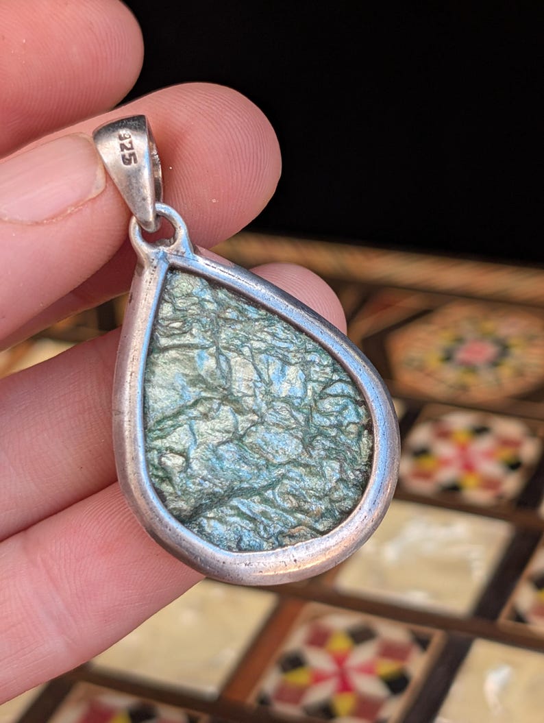 Vintage Fuchsite Pendant: Sterling Silver Green Muscovite Necklace - Etsy